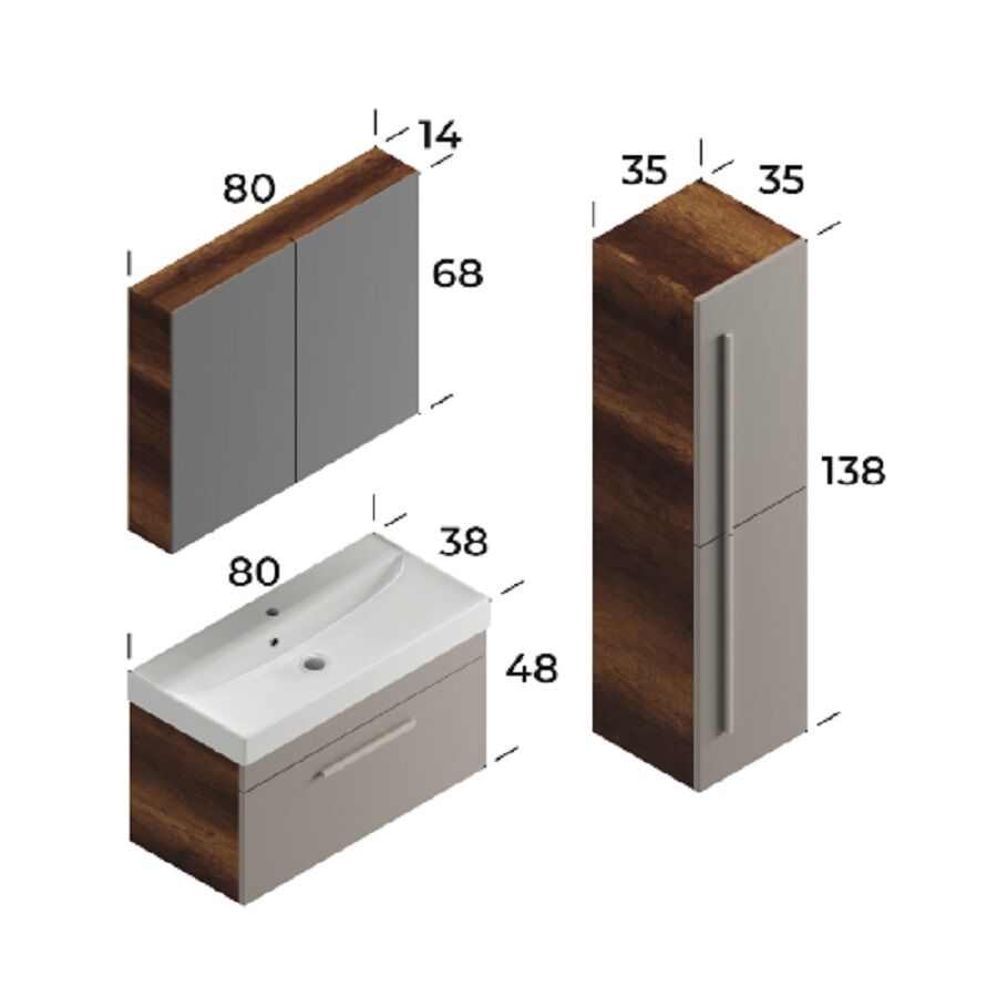 Smart Malta 80 cm Dafne Banyo Dolabı | BanyoMega.com 'da