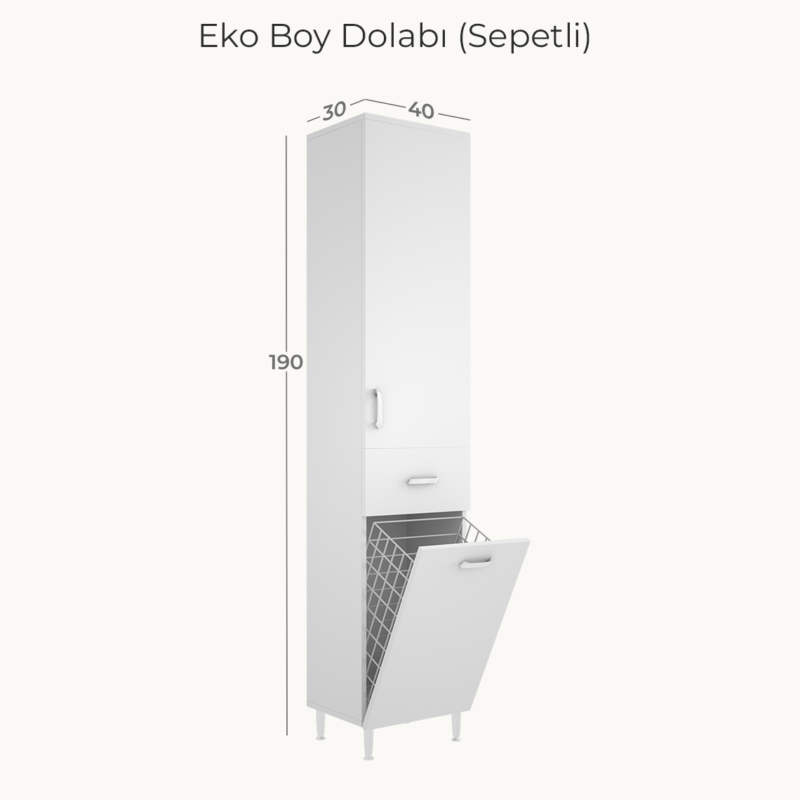 Belinza Eko Boy Dolabı Çamaşır Sepetli 40 Cm | BanyoMega.com 'da